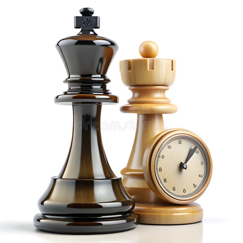 Chess Piece and Clock Isolated on Color Background Stock Illustration ...