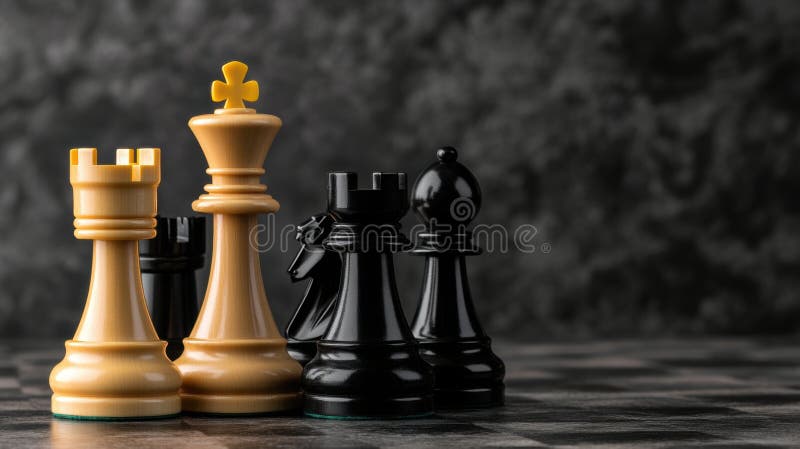 Chess Piece Display, Variety of Chess Pieces on Wooden Table with Space ...