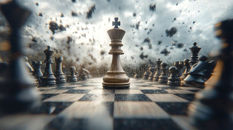A Chess Piece is Floating in the Air Above a Chess Board Stock ...