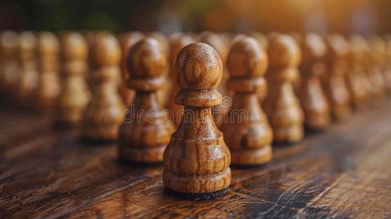 Chess Piece in Focus. Chess Pawn on Wooden Board Stock Illustration ...
