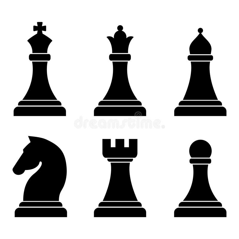 Chess Piece Icons Set. Smart Board Game Elements Stock Illustration ...