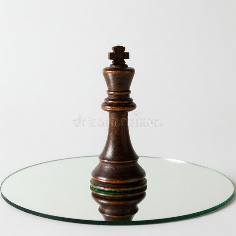 A Chess Piece of the King on a Mirror Surface. Stock Image - Image of ...