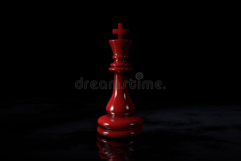 Chess Piece of the King of Red Color on a Dark Background Stock ...