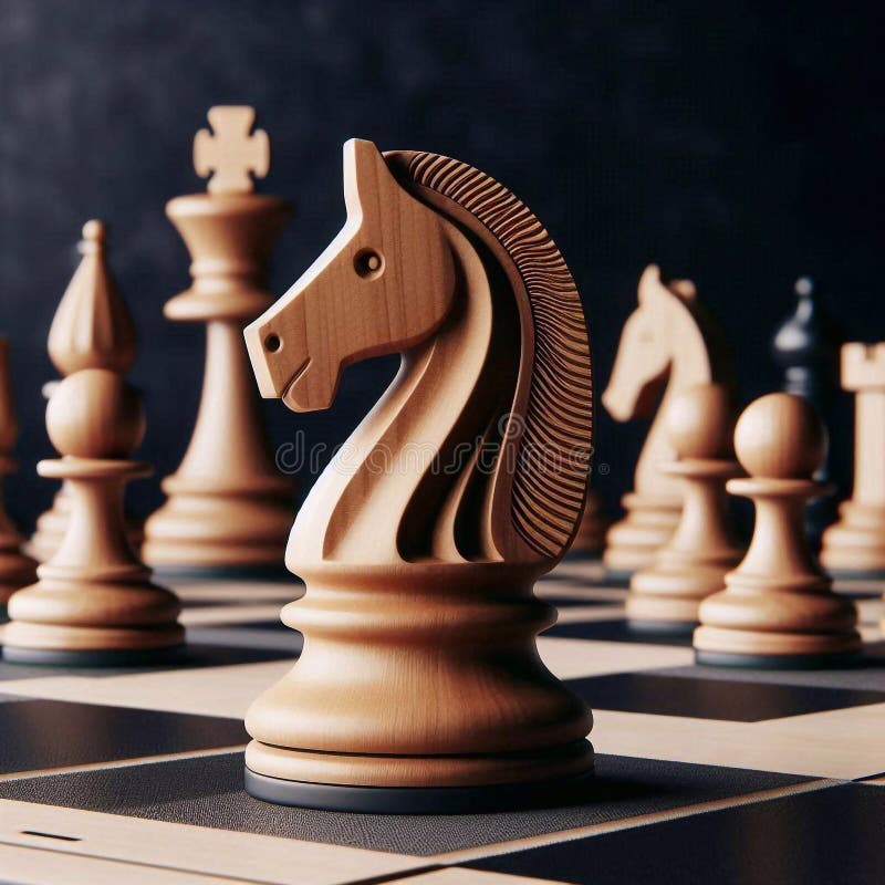 Chess Piece Knight on a Chessboard. Generated AI Stock Illustration ...