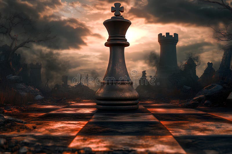 A Chess Piece in a Post-apocalyptic Setting Stock Illustration ...