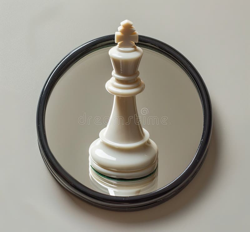 Chess Piece Reflected in a Round Mirror Symbolizing Strategy and Self ...