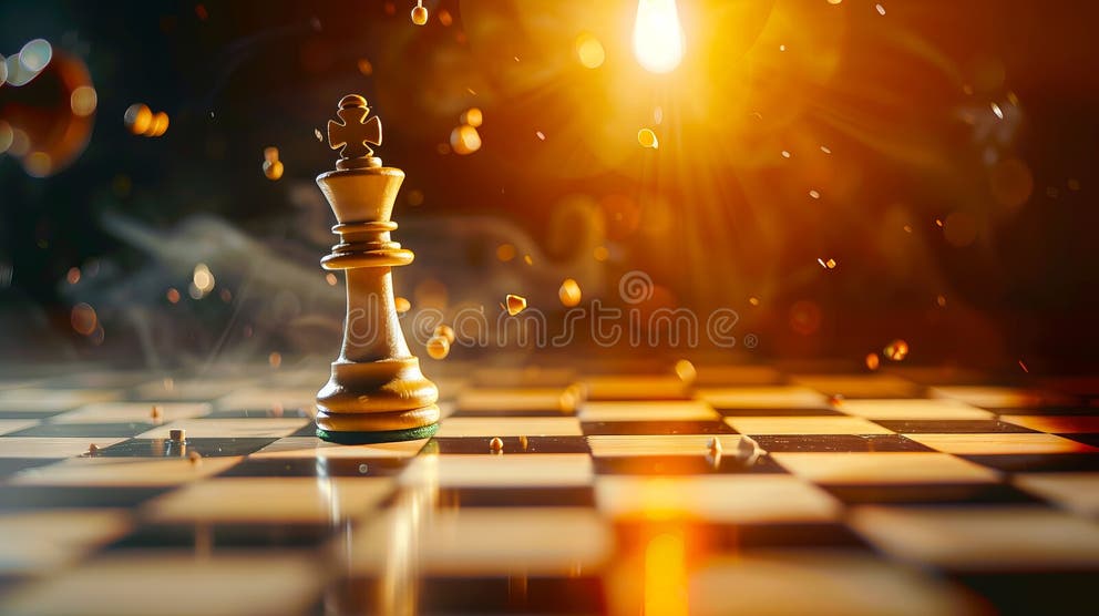 A Chess Piece Standing on a Checkered Board Stock Image - Image of ...