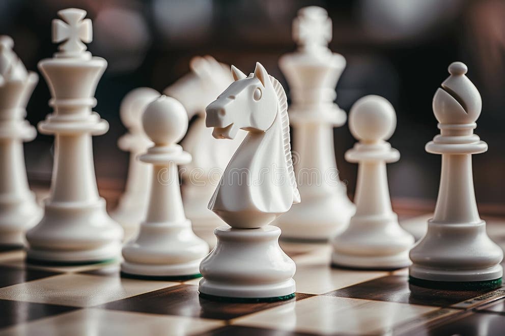 Chess Piece Standing on Checkered Board during Strategic Game of Chess ...