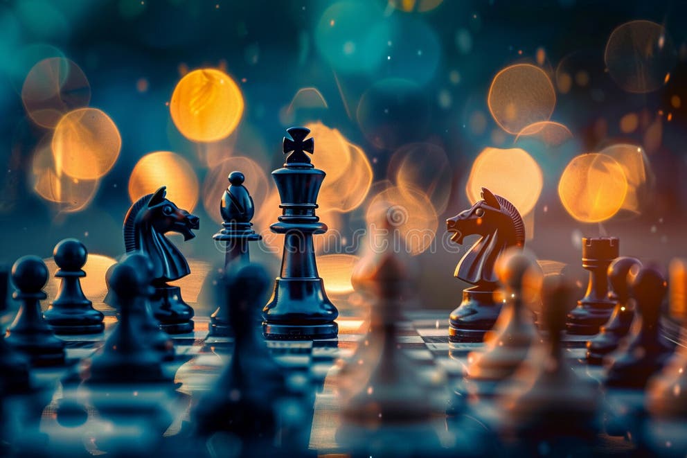 Chess Piece Standing on Checkered Board during Strategic Game of Chess ...