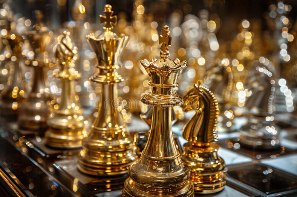 Chess Piece Standing on Checkered Board during Strategic Game of Chess ...
