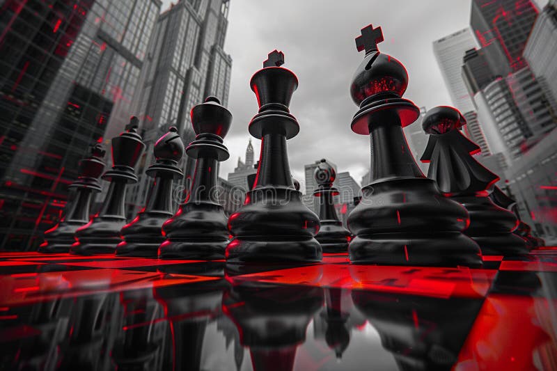 Chess Piece Standing on Checkered Game Board during Game of Chess Stock ...