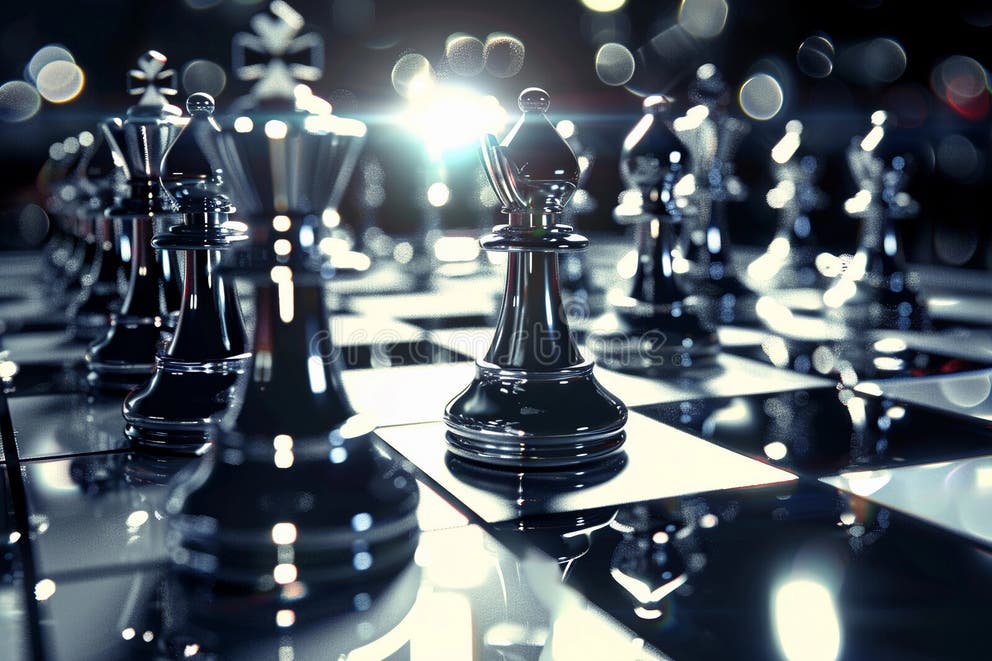 Chess Piece Standing on Checkered Game Board during Game of Chess Stock ...