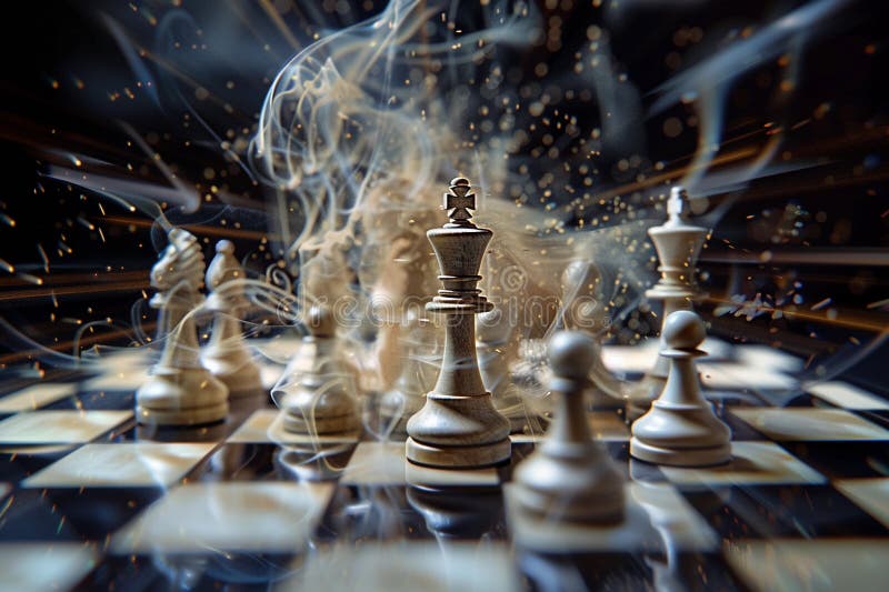 Chess Piece Standing on Checkered Game Board during Game of Chess Stock ...