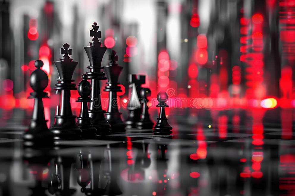 Chess Piece Standing on Checkered Game Board during Game of Chess Stock ...