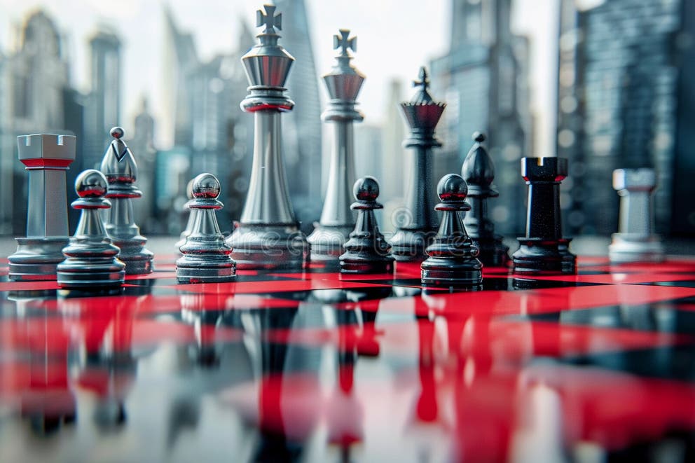 Chess Piece Standing on Checkered Game Board during Game of Chess Stock ...