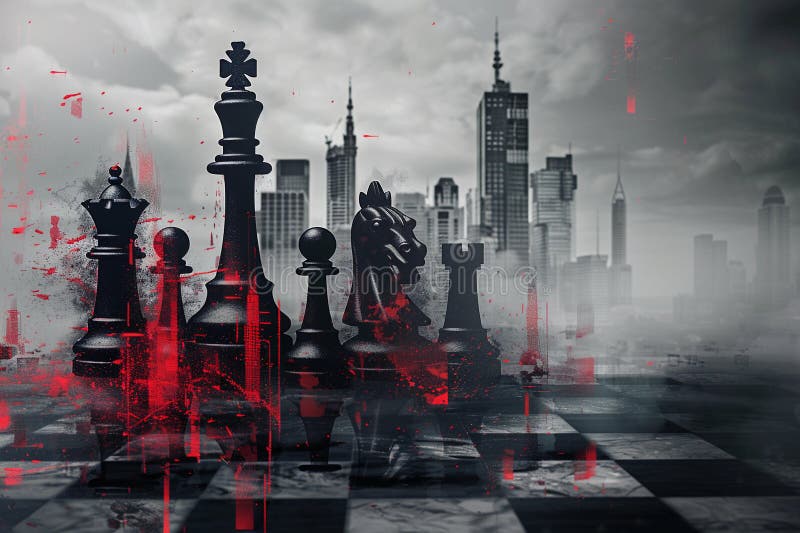 Chess Piece Standing on Checkered Game Board during Game of Chess Stock ...