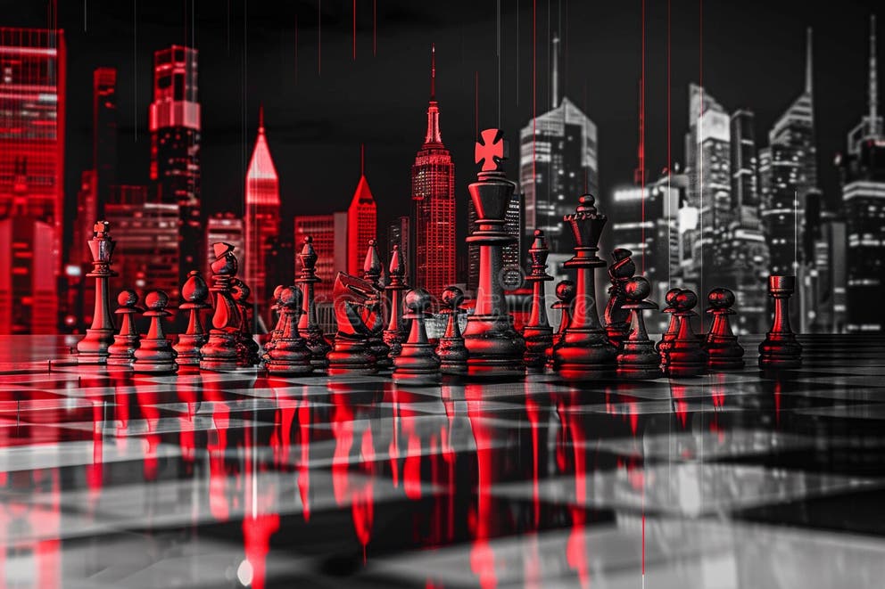 Chess Piece Standing on Checkered Game Board during Game of Chess Stock ...