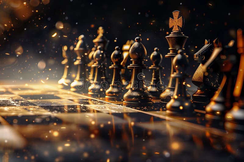 Chess Piece Standing on Checkered Game Board during Game of Chess Stock ...