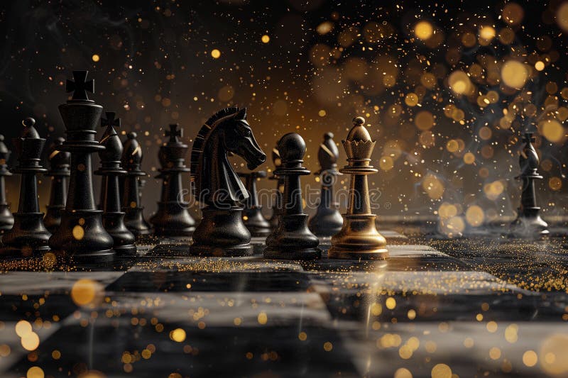 Chess Piece Standing on Checkered Game Board during Game of Chess Stock ...