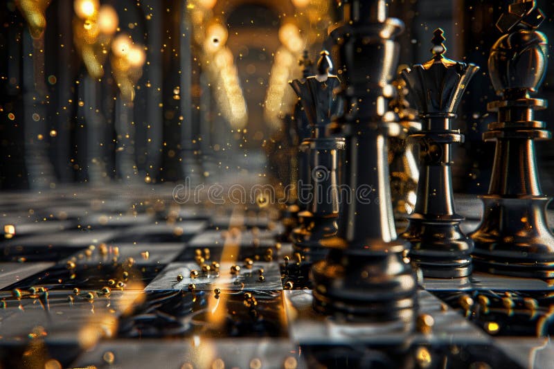 Chess Piece Standing on Checkered Game Board during Game of Chess Stock ...