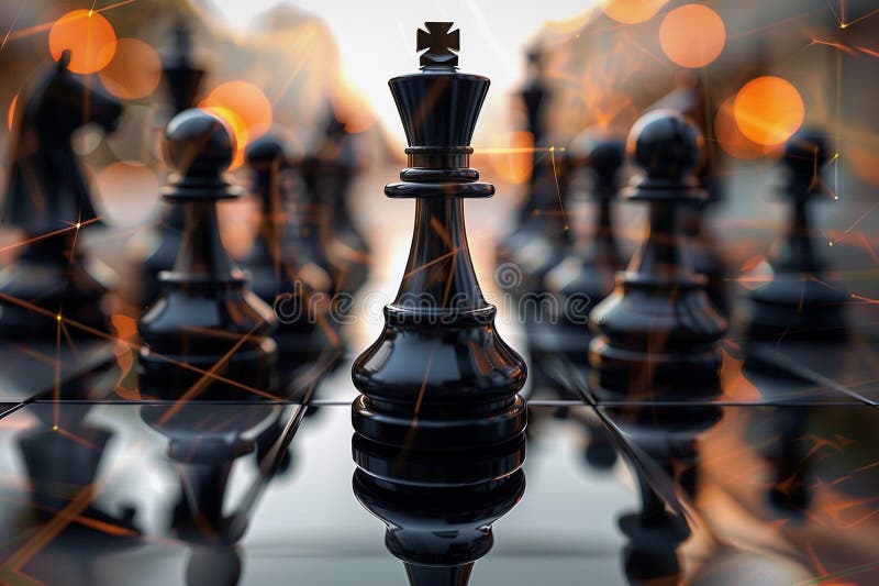 Chess Piece Standing on Checkered Game Board during Game of Chess Stock ...