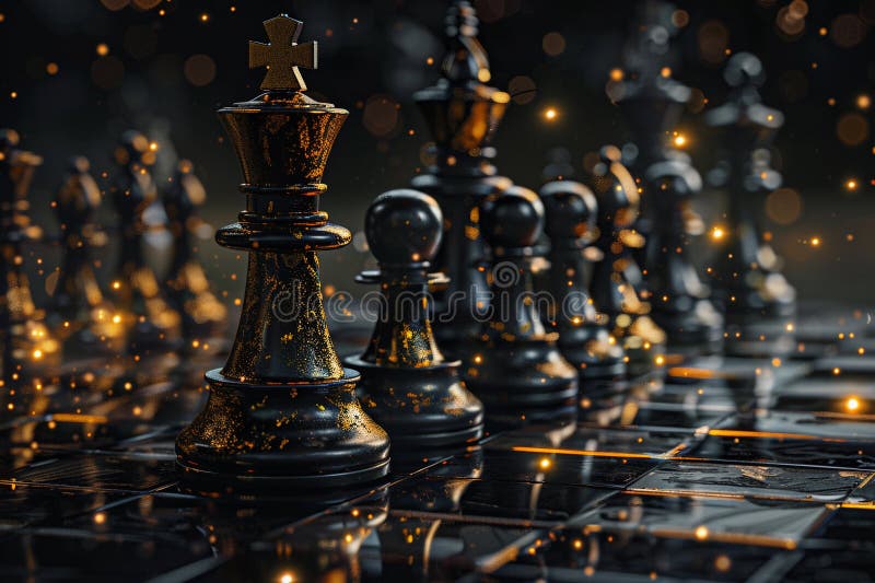 Chess Piece Standing on Checkered Game Board during Game of Chess Stock ...