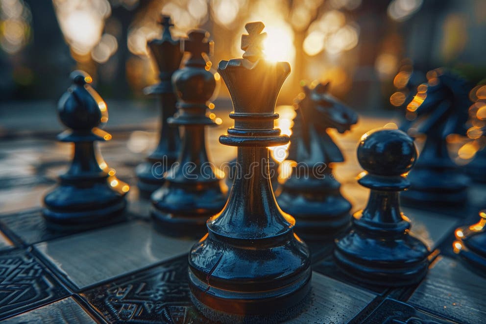 Chess Piece Standing on Checkered Game Board during Game of Chess Stock ...