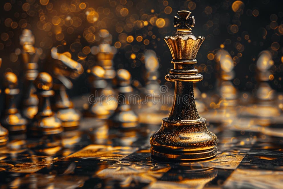 Chess Piece Standing on Checkered Game Board during Game of Chess Stock ...