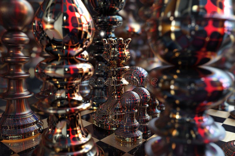 Chess Piece Standing on Checkered Game Board during Game of Chess Stock ...