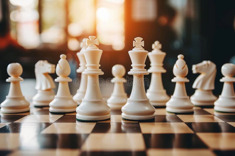 Chess Piece Standing on Checkered Board during Strategic Game of Chess ...
