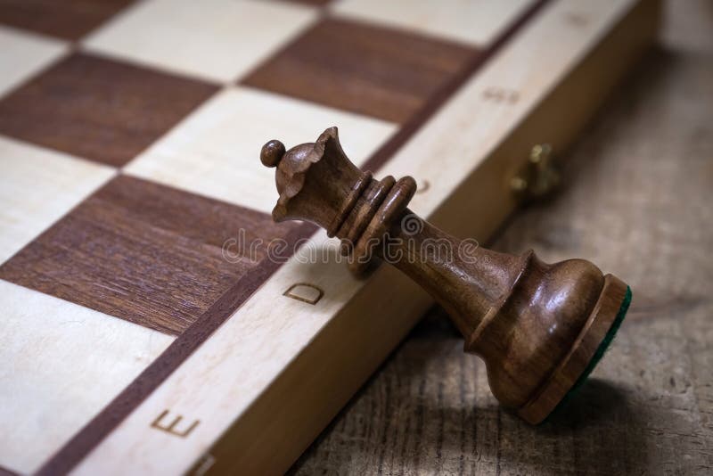 Wooden Chess Board on a Wooden Table. Board Game, Top View Stock Photo ...