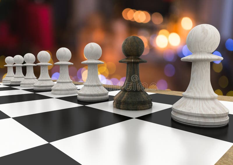 Chess Pieces Against Night Bokeh Stock Illustration - Illustration of ...
