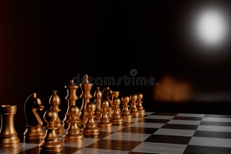 Chess Pieces on a Board with Dramatic Lighting. Stock Illustration ...
