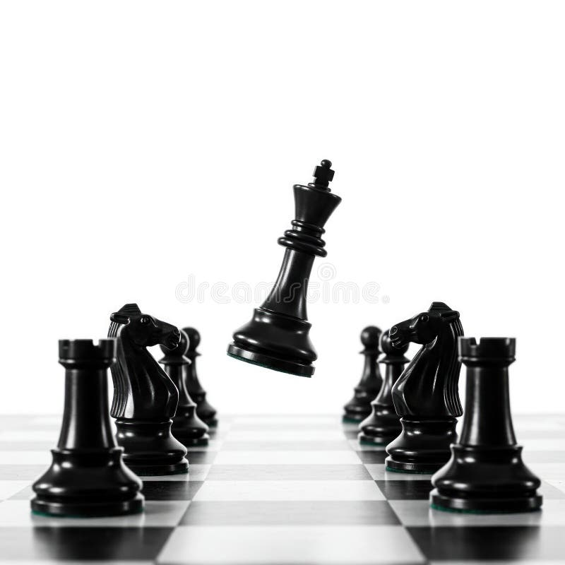 Chess Pieces on a Board with a Jumping King. Stock Illustration ...