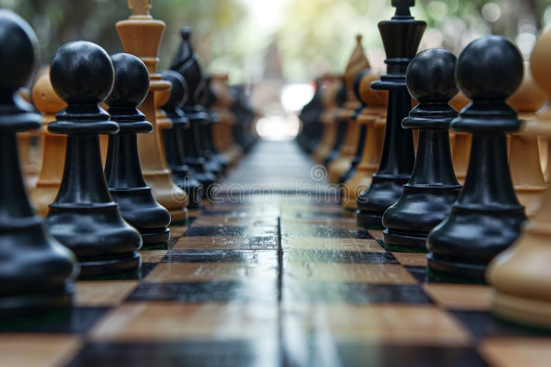 Chess Pieces on Board Ready for Game Stock Photo - Image of bishop ...