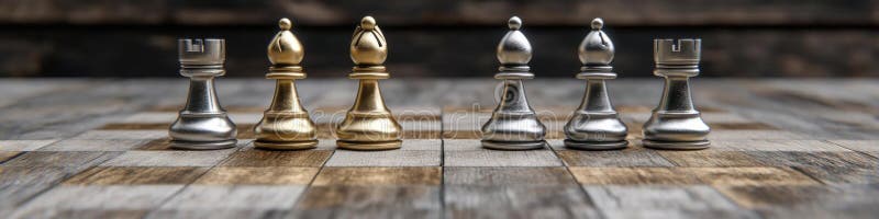 Chess Pieces on Board Shows Strategy and Game Theme Stock Illustration ...