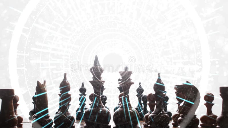 Chess Pieces on the Board on a White Background Move into the Distance ...