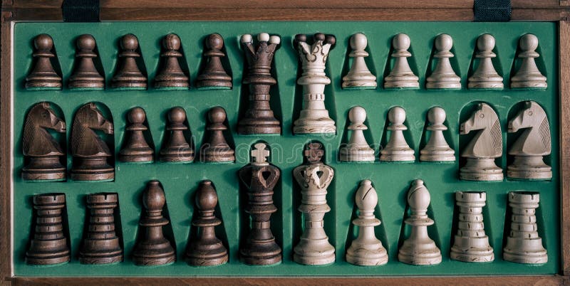 Chess pieces in a box stock photo. Image of leisure - 278505682