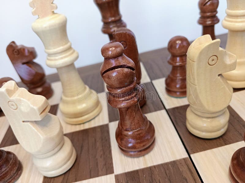 Chess Pieces on a Checkered Chess Board Stock Image - Image of piece ...
