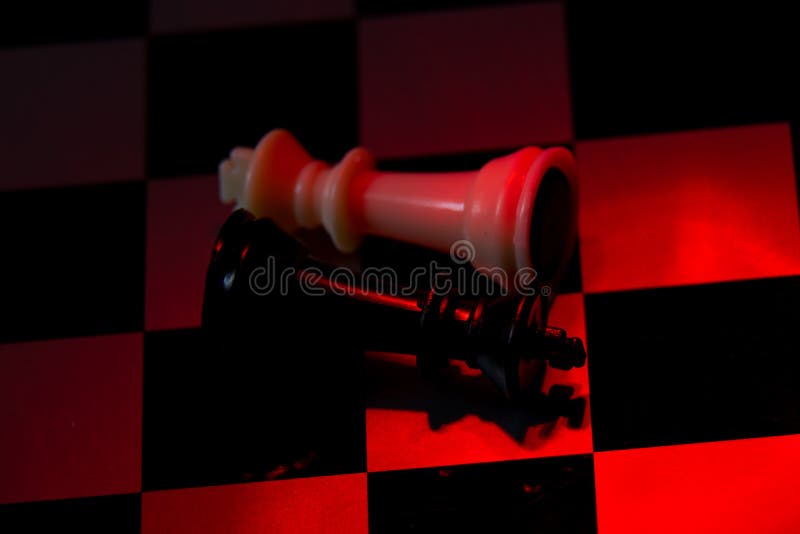 Chess Pieces on a Chessboard in the Dark Close-up Stock Image - Image ...