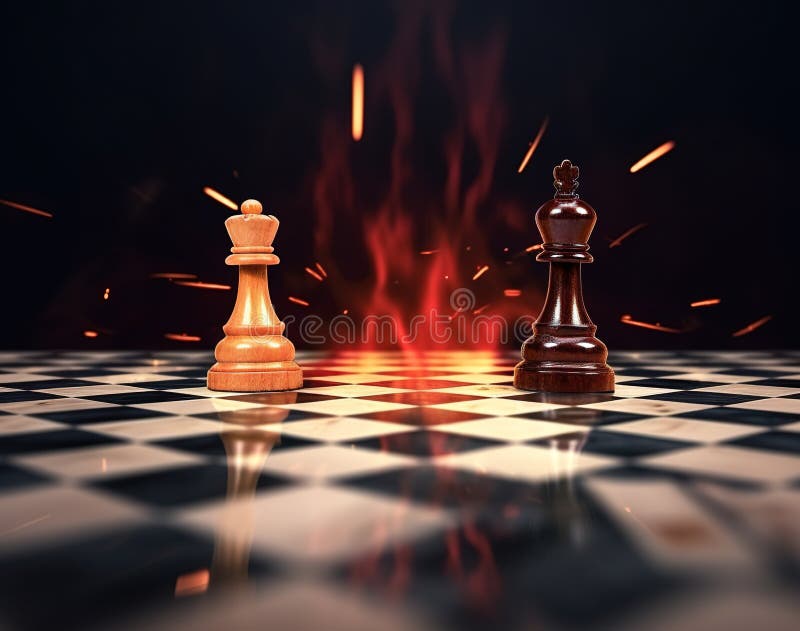 Chess Pieces on the Chessboard. Versus or VS Battle on Chessboard Stock ...