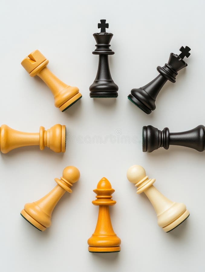 Chess Pieces in Circular Flat Lay for Game Strategy and Design Concepts ...