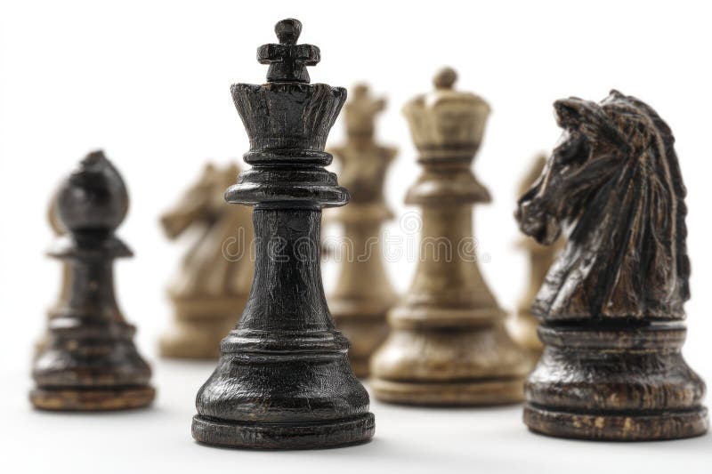 Chess Pieces Close Up on White Background Stock Image - Image of play ...