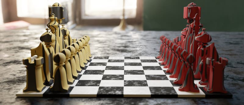Chess Pieces. 3D Render. Game, Strategy, Management, Leadership ...