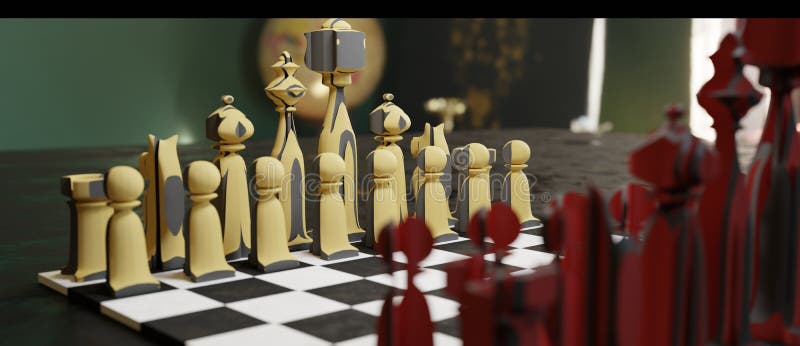 Chess Pieces. 3D Render. Game, Strategy, Management, Leadership ...