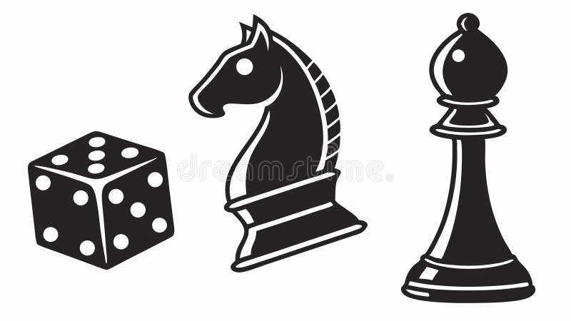 Chess Pieces Dice Combination, Strategy and Game Play, Vector Design ...
