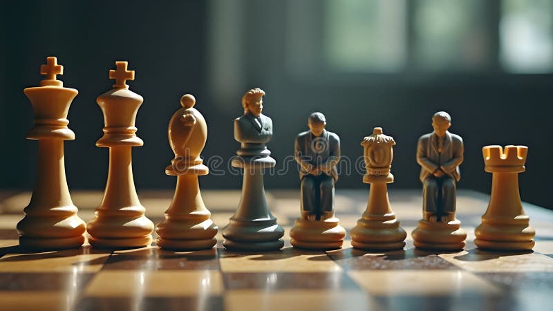 Chess Pieces of Different Colors on Chessboard Stock Illustration ...