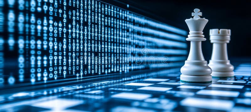 Chess Pieces on Digital Background, Cybersecurity, Strategy and ...