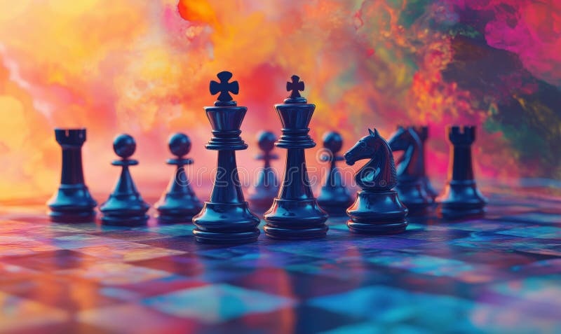 Chess Pieces Dramatic Lighting Colorful Abstract Background Stock ...