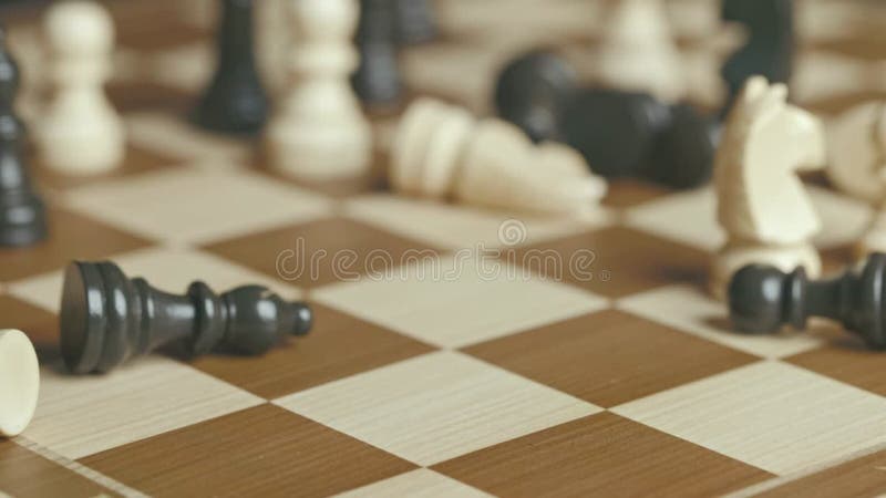 Chess Pieces Fall on a King Stock Video - Video of competition, defeat ...